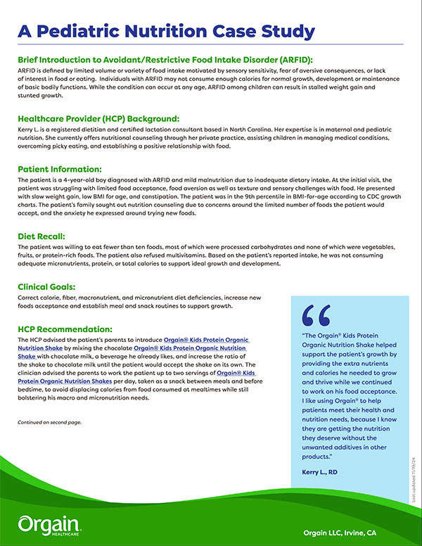 Pediatric Nutrition Resources for Practitioners | Orgain Health Needs ...