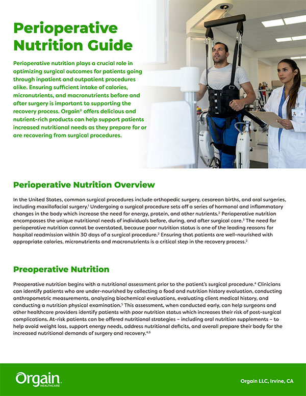 Perioperative Nutrition Resources for Practitioners | Orgain Health Needs Library