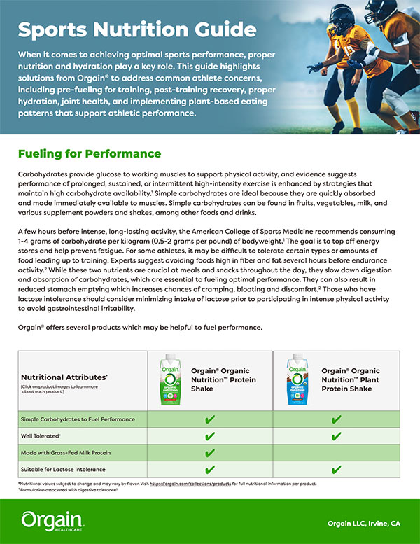 Sports Nutrition Resources for Practitioners | Orgain Health Needs Library