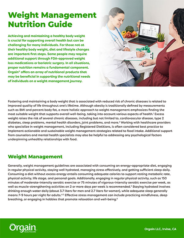 Weight Management Nutrition Resources for Practitioners | Orgain Health ...