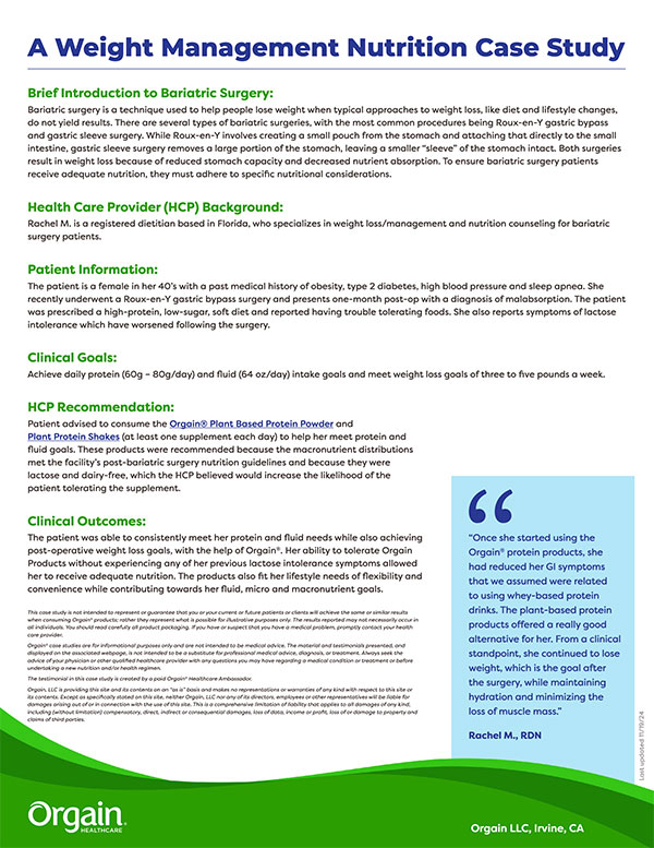 Weight Management Nutrition Resources for Practitioners | Orgain Health Needs Library