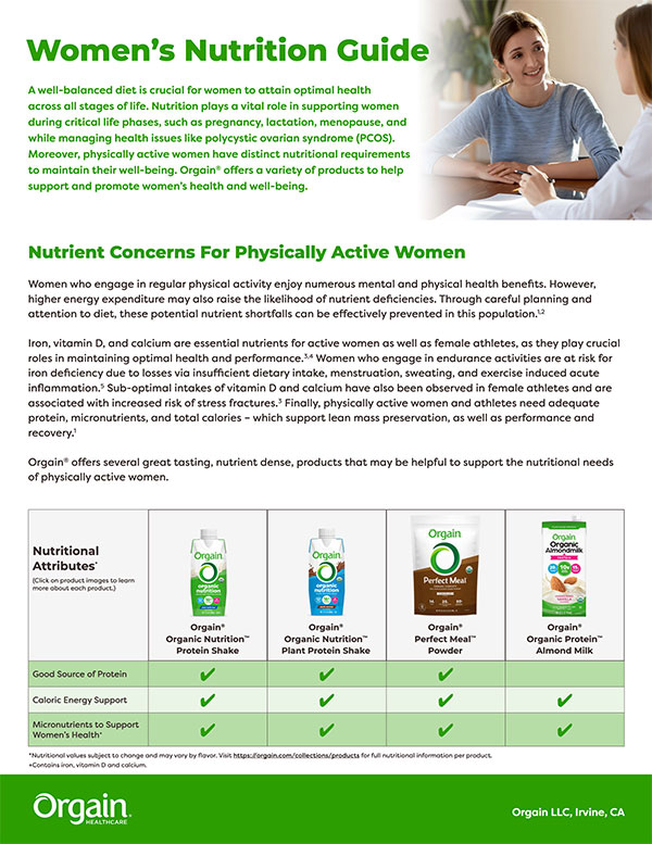 Women's Nutrition Resources for Practitioners | Orgain Health Needs Library