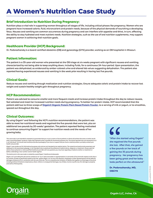 Women's Nutrition Resources for Practitioners | Orgain Health Needs Library